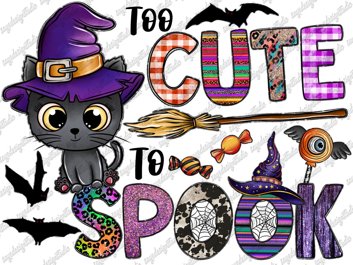 Too Cute to Spook Png Halloween Png Western Pumpkins Cat - Etsy
