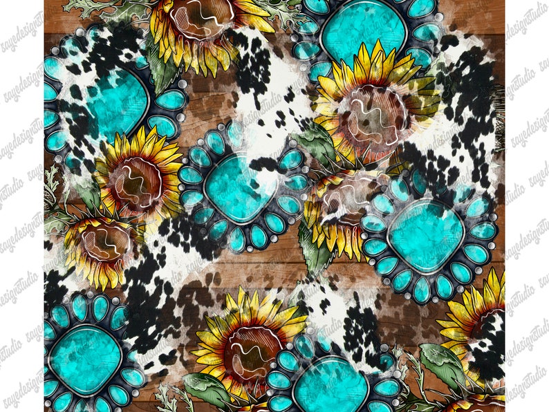 Western Pattern Png Sunflower Pattern Png Cowhide Leopard - Etsy