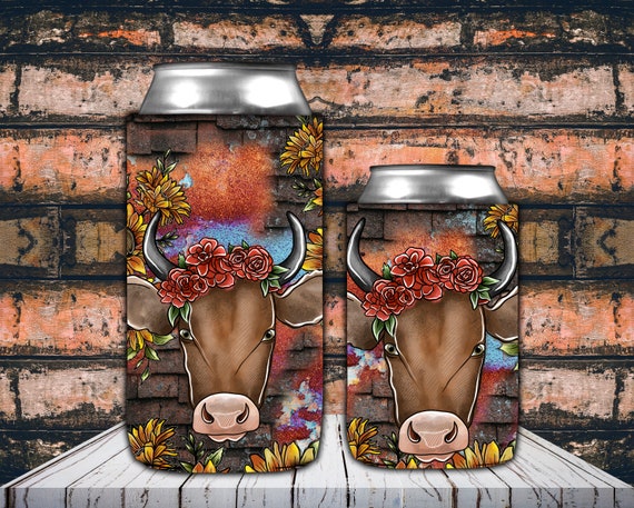 Cow Can Cooler Png 12oz Can Cooler 15oz Slim Can Cooler Can - Etsy