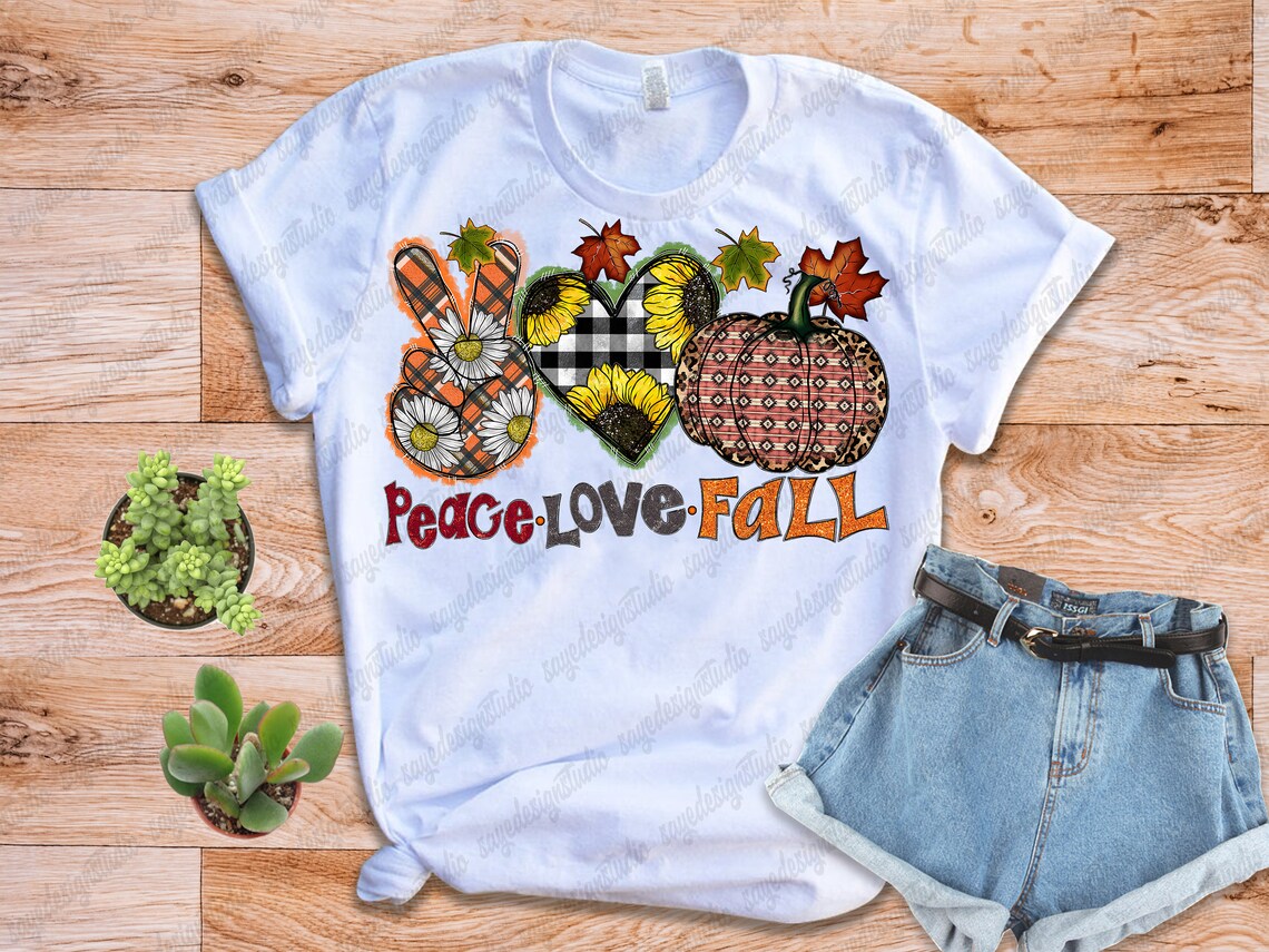 Peace Love Fall Png Thankful Png Happy Fall Png Fall Vibes - Etsy