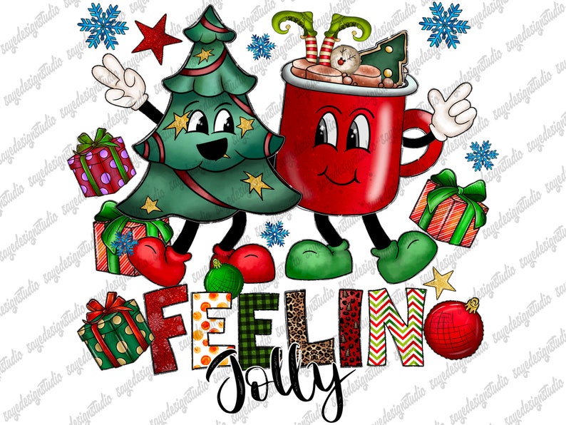Feelin' Jolly PNG Christmas Png Retro Christmas Png Hot - Etsy