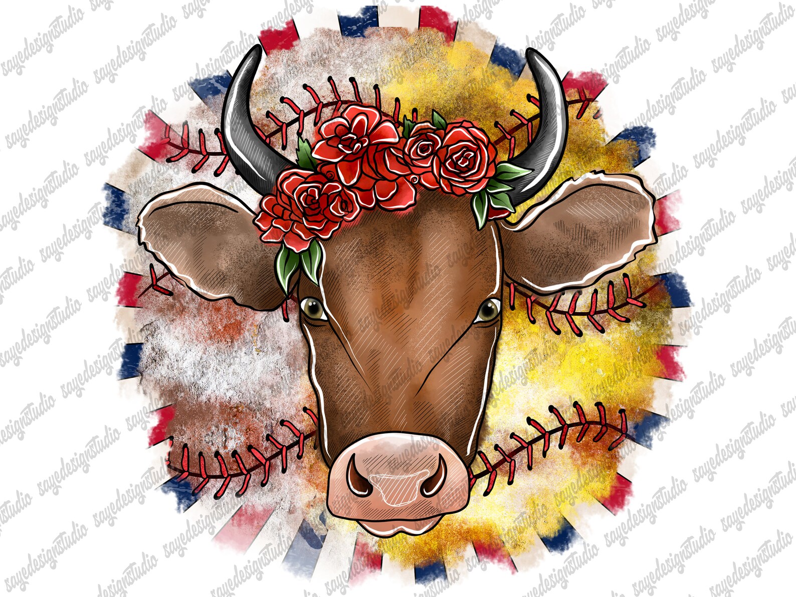 Softball and Baseball Cow Png Watercolor Softball Baseball - Etsy