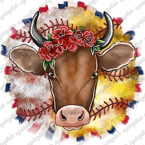 Softball and Baseball Cow Png, Watercolor, Softball, Baseball, Cow Png ...