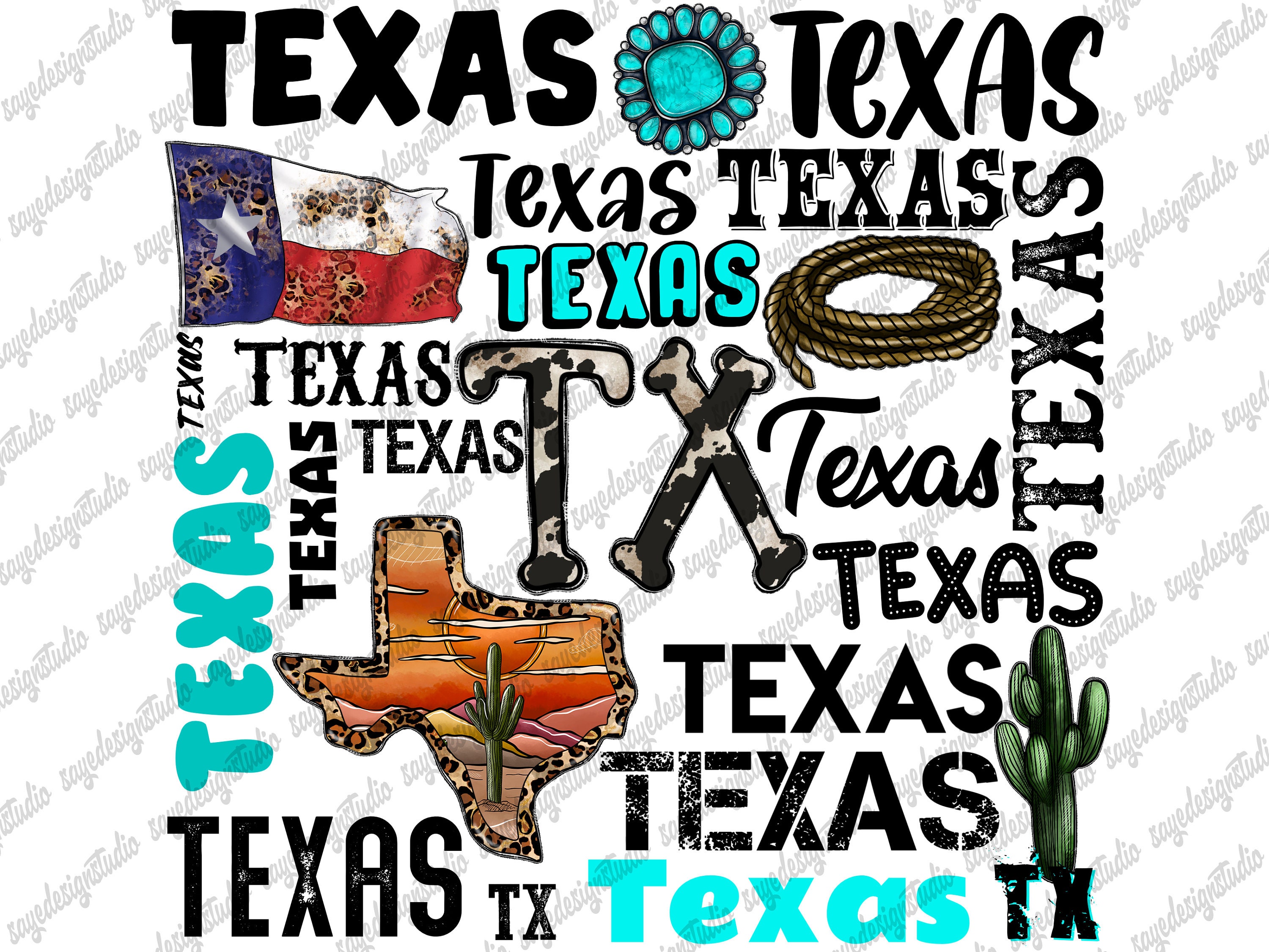 Texas Png File Western Texas Design Gemstone Turquoise - Etsy