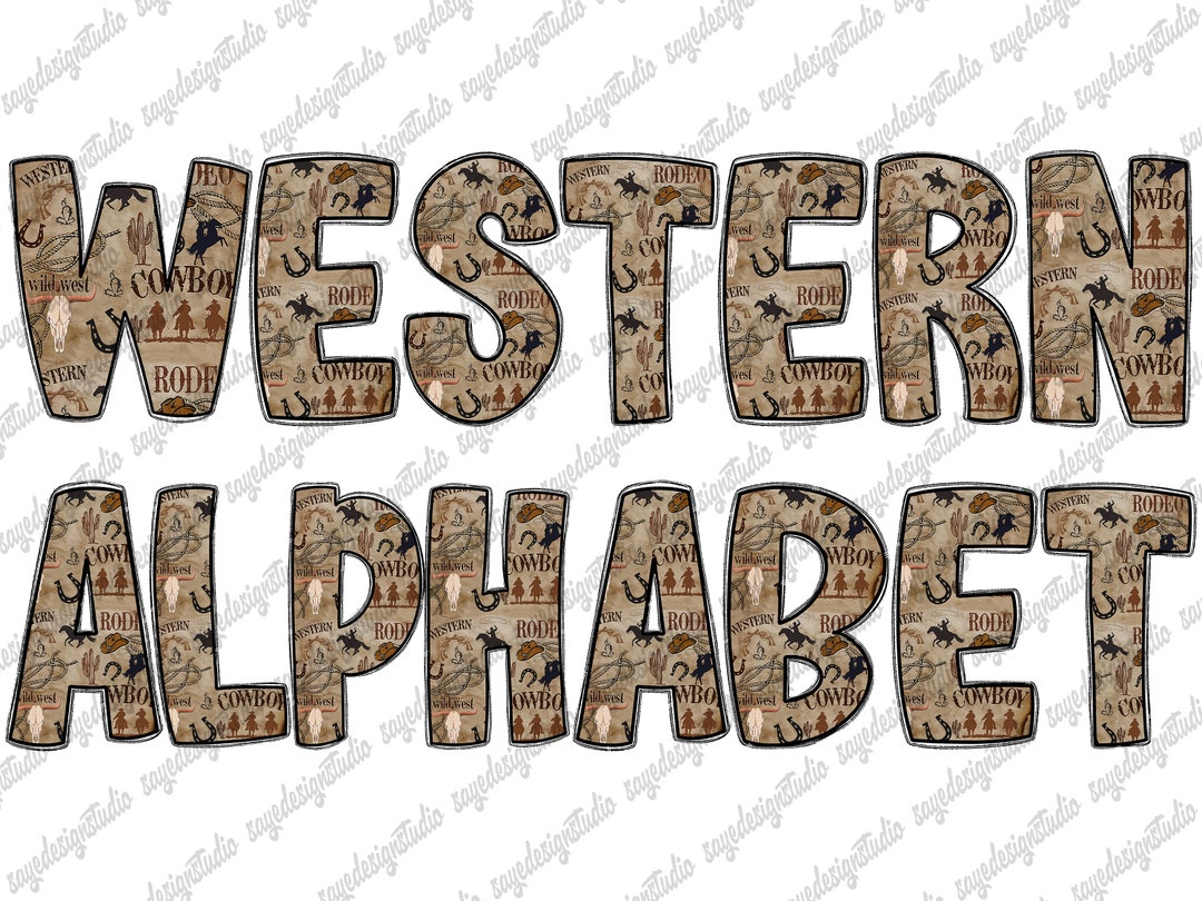 Western Alphabet Png File, Western Png, Alphabet Png, Cowhide, Wild ...