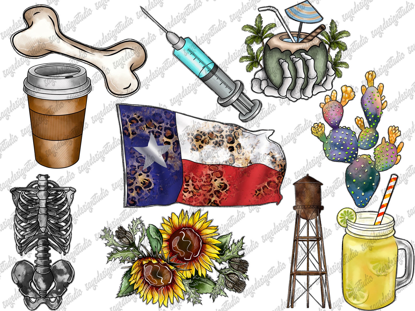 Western Design Bundle Watercolor Digital PNG Designs - Etsy