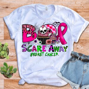 Boo Scare Away Breast Cancer Png, Pink Ribbon PNG, Boo Png, Skull, Boo ...