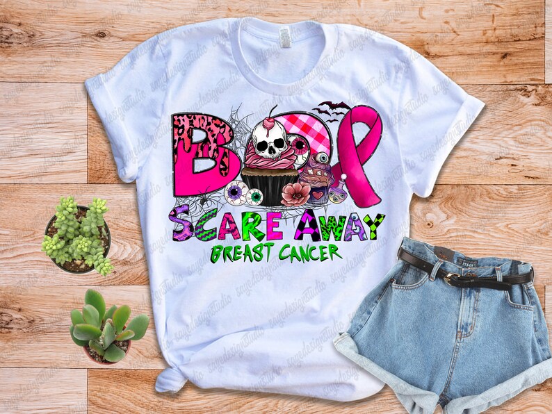 Boo Scare Away Breast Cancer Png, Pink Ribbon PNG, Boo Png, Skull, Boo ...