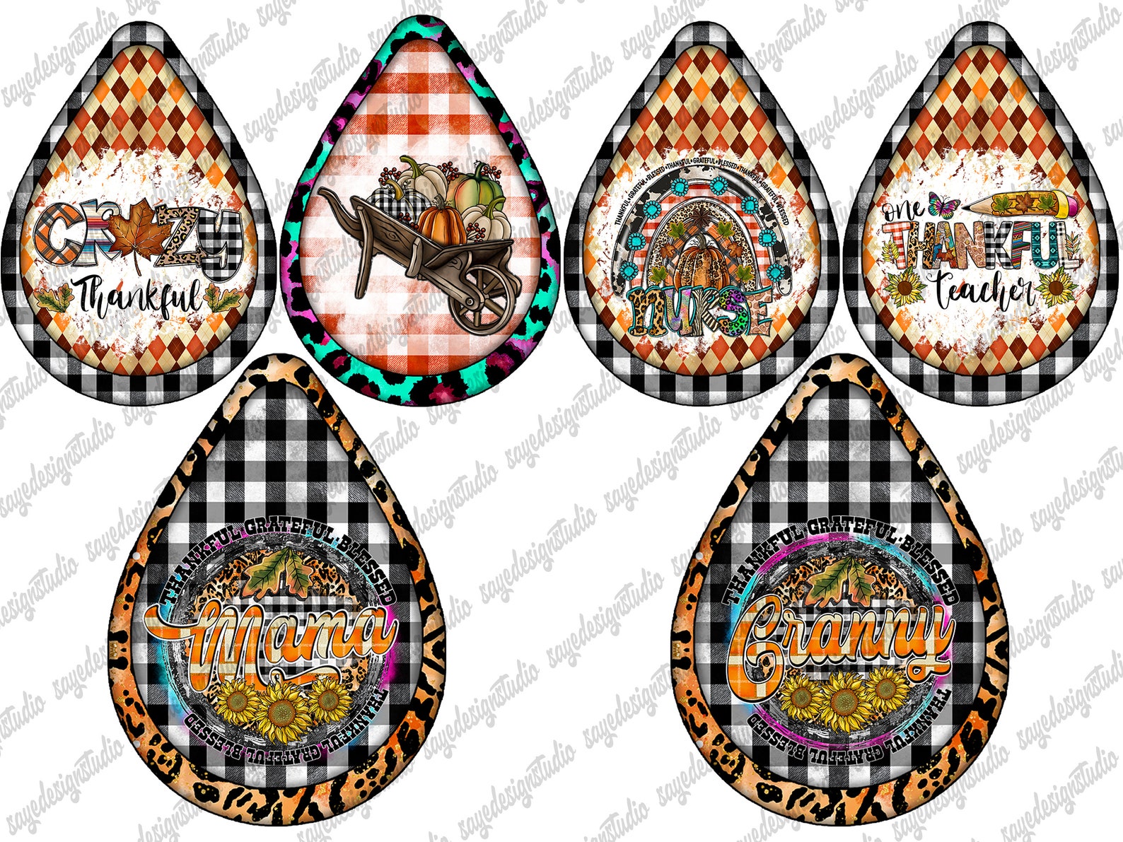 Thankful Tear Drop Earrings Digital PNG File Thankful Png - Etsy