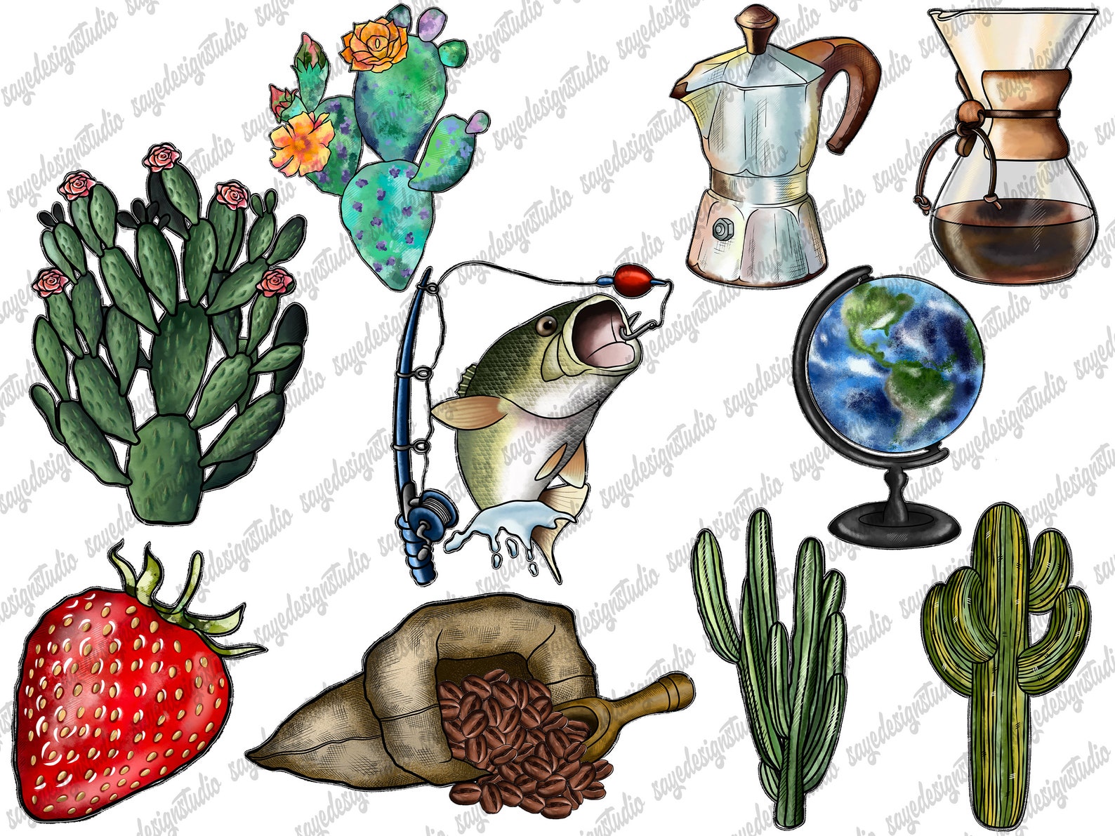 Western Design Bundle Watercolor Digital PNG Designs - Etsy