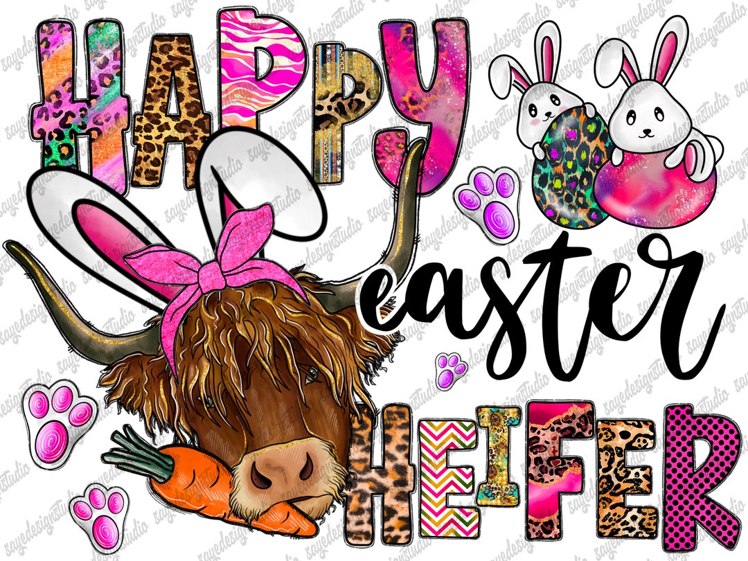 Happy Easter Heifer Png, Happy Easter Png, Easter Design Png, Western ...