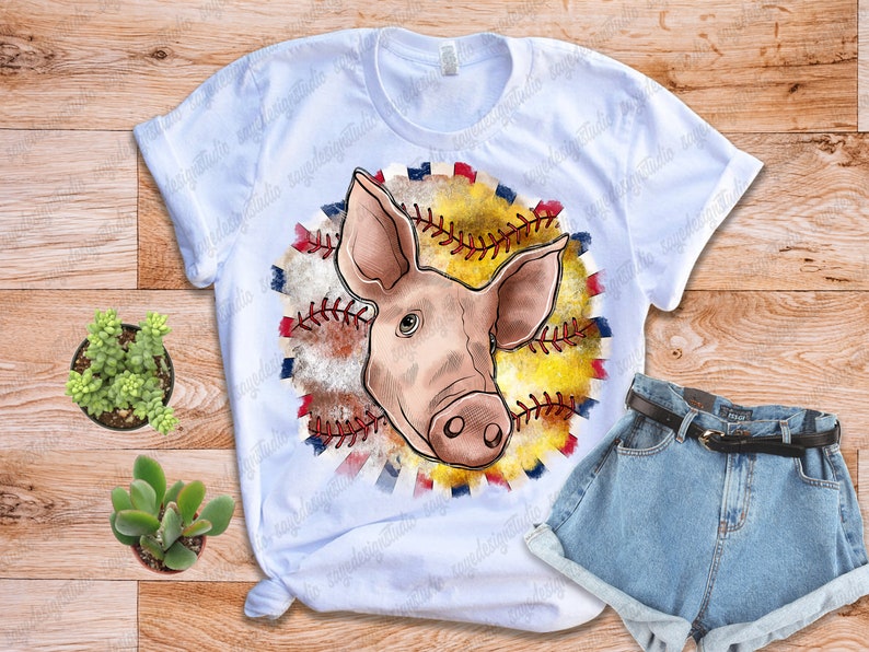 Softball and Baseball Pig Png Watercolor Softball Baseball - Etsy