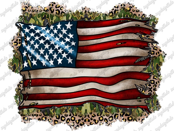 Leopard American Flag Png USA Png Western 4th of July - Etsy