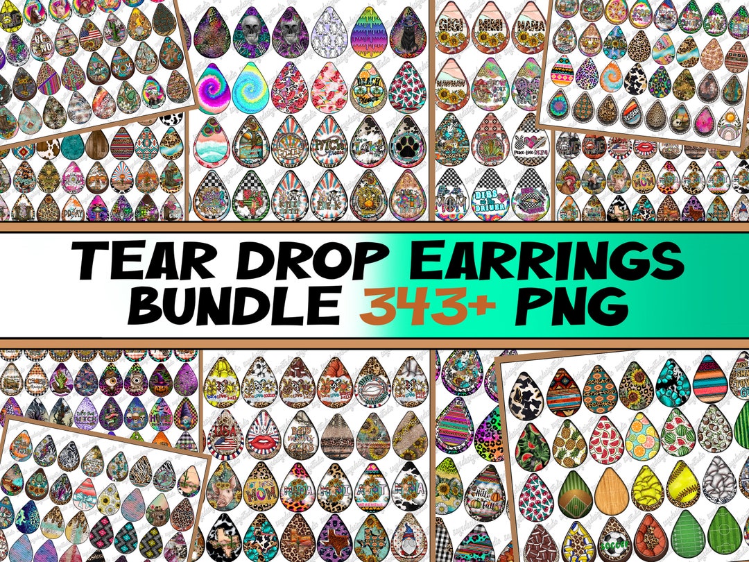 343+ Tear Drop Earring Designs PNG Mega Bundle: Sublimation Designs ...