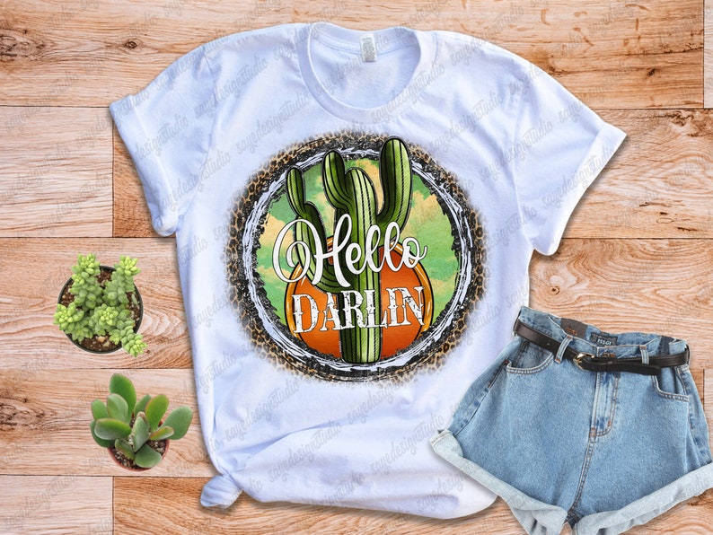 Hello Darlin PNG: Western Leopard Cactus Sublimation Design (digital ...