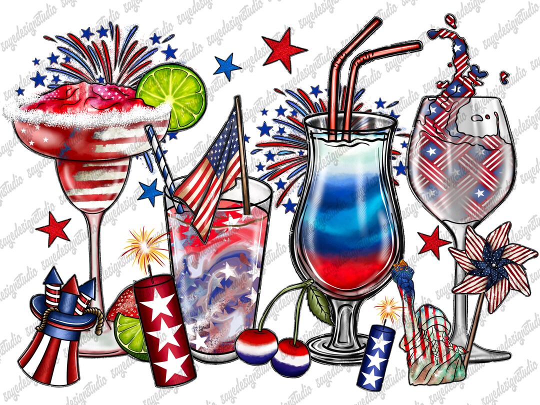 American Drinks PNG: 4th of July Sublimation Design (digital Download ...
