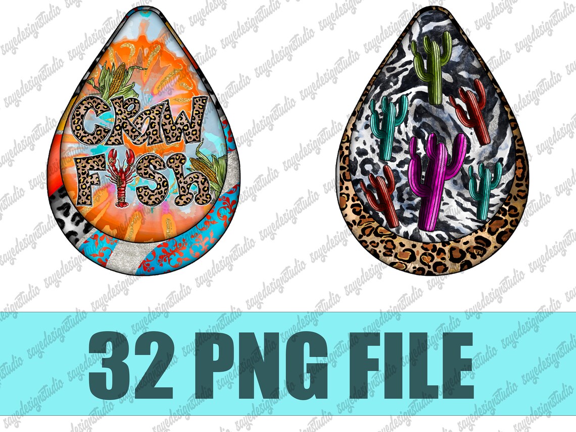 Western Tear Drop Earrings Bundle Digital PNG File Instant - Etsy