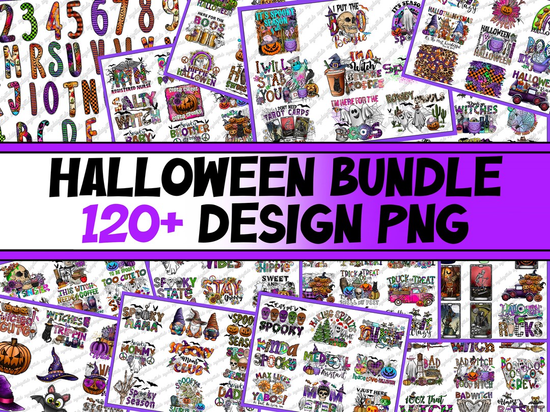 Halloween PNG Design Bundle: 120+ Spooky Sublimation Designs (digital ...