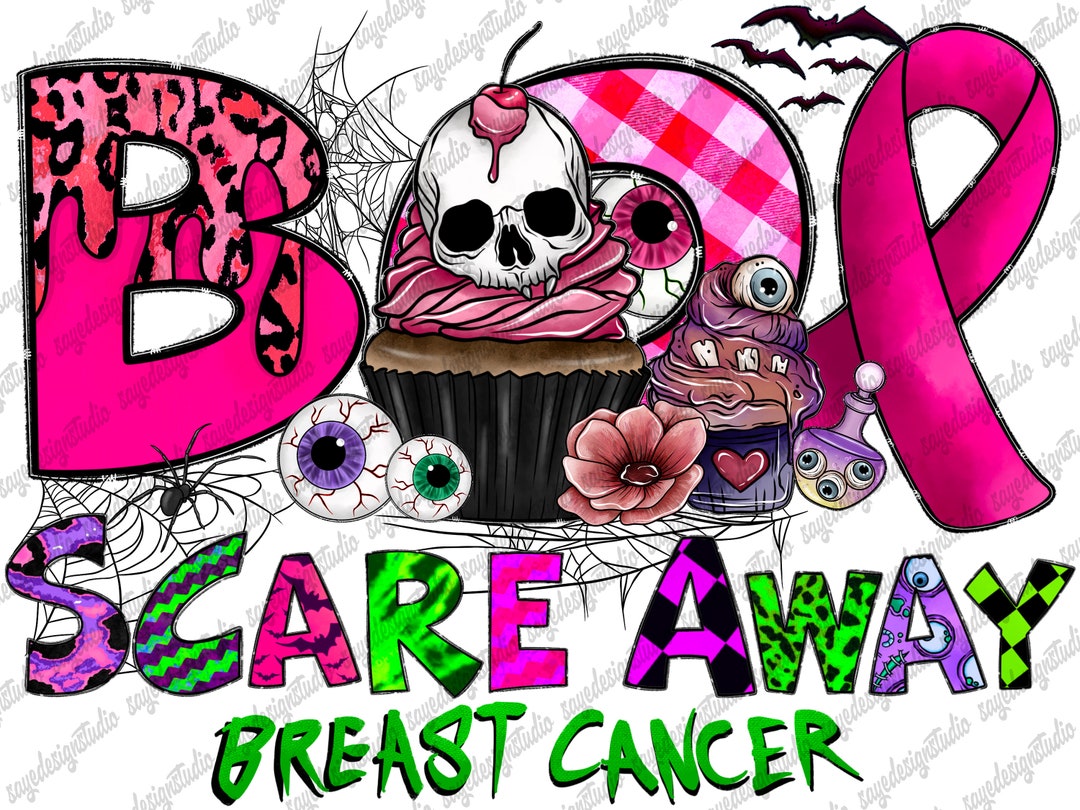 Boo Scare Away Breast Cancer Png, Pink Ribbon PNG, Boo Png, Skull, Boo ...