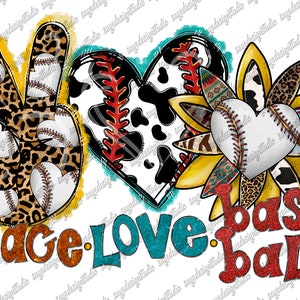 Peace Love Baseball Png, Baseball Sublimation Designs Downloads ...
