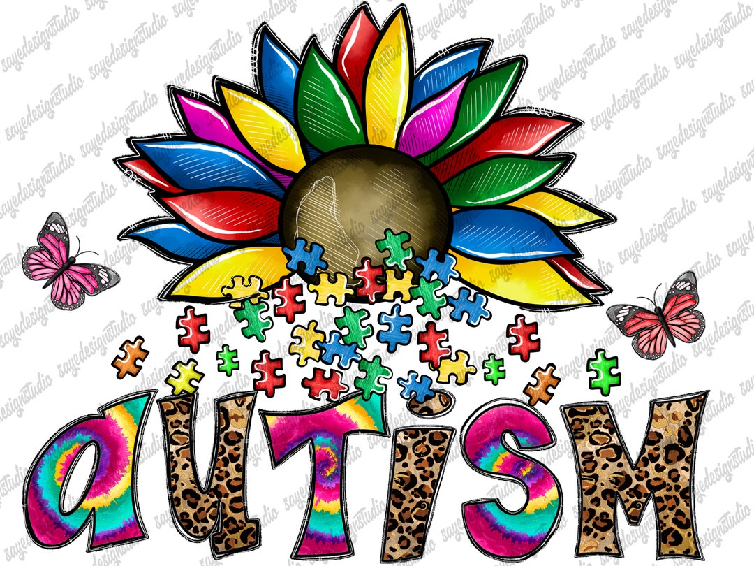 Autism Sunflower Png, Glitter, Autism Png, Sunflower, Tie Dye ...
