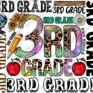 3rd Grade Png, Back to School, Leopard, School Png, Grade Png, Pencil ...