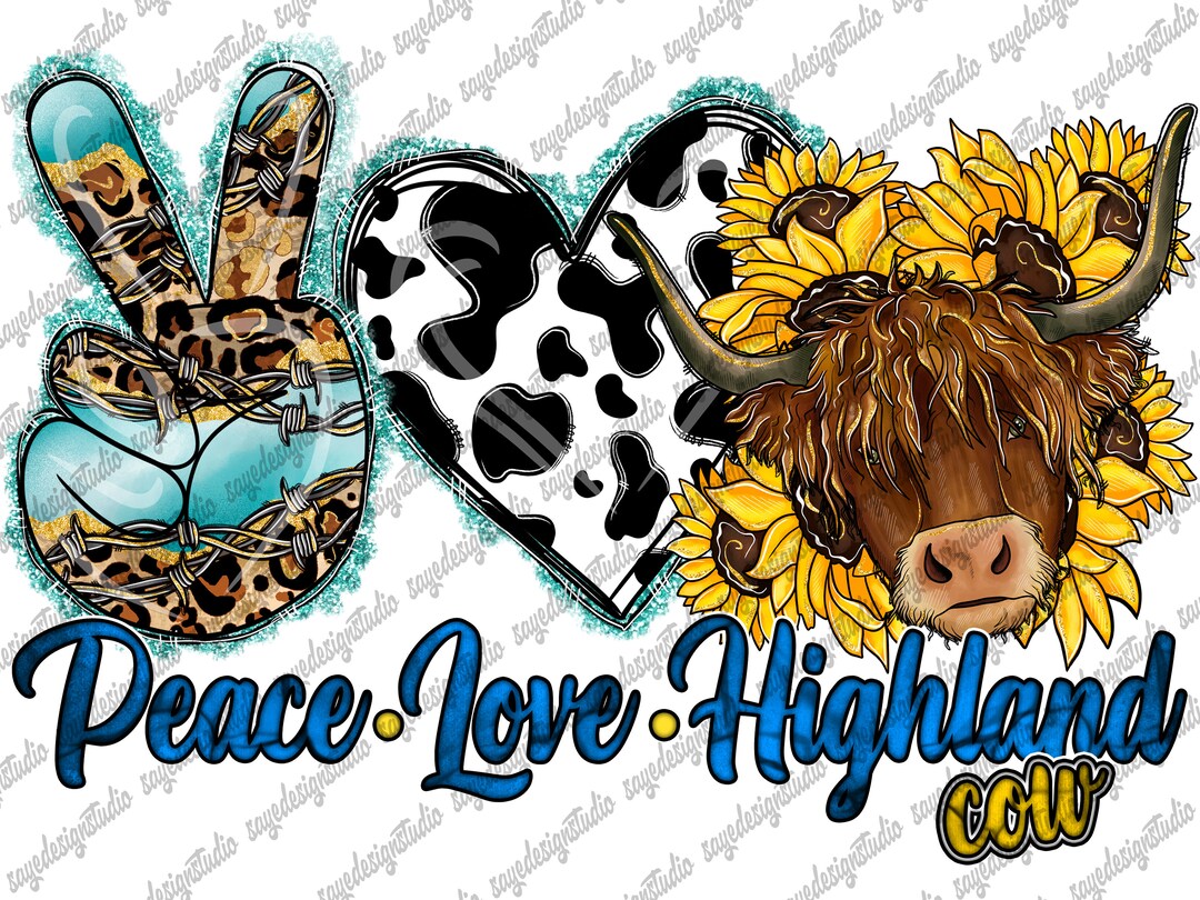 Peace Love Cow Png,funny Cow,digital PNG File,sublimation Design ...