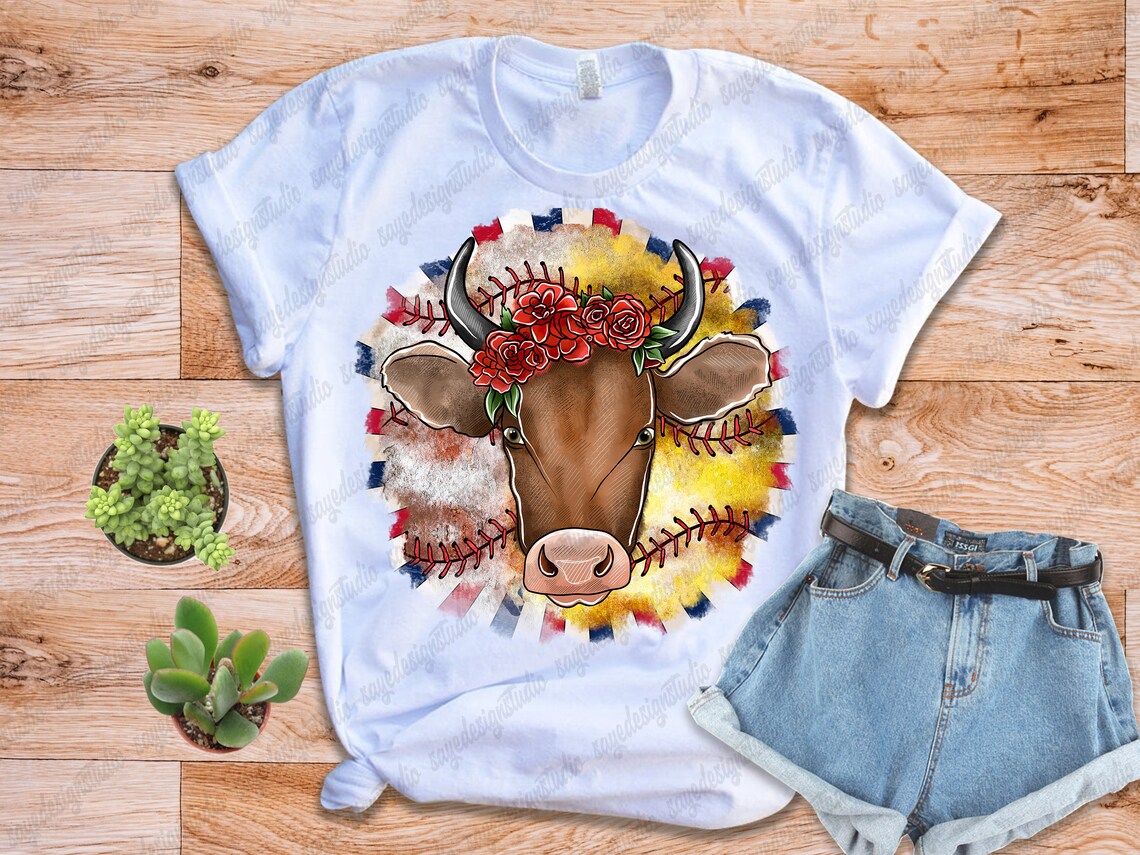 Softball and Baseball Cow Png Watercolor Softball Baseball | Etsy