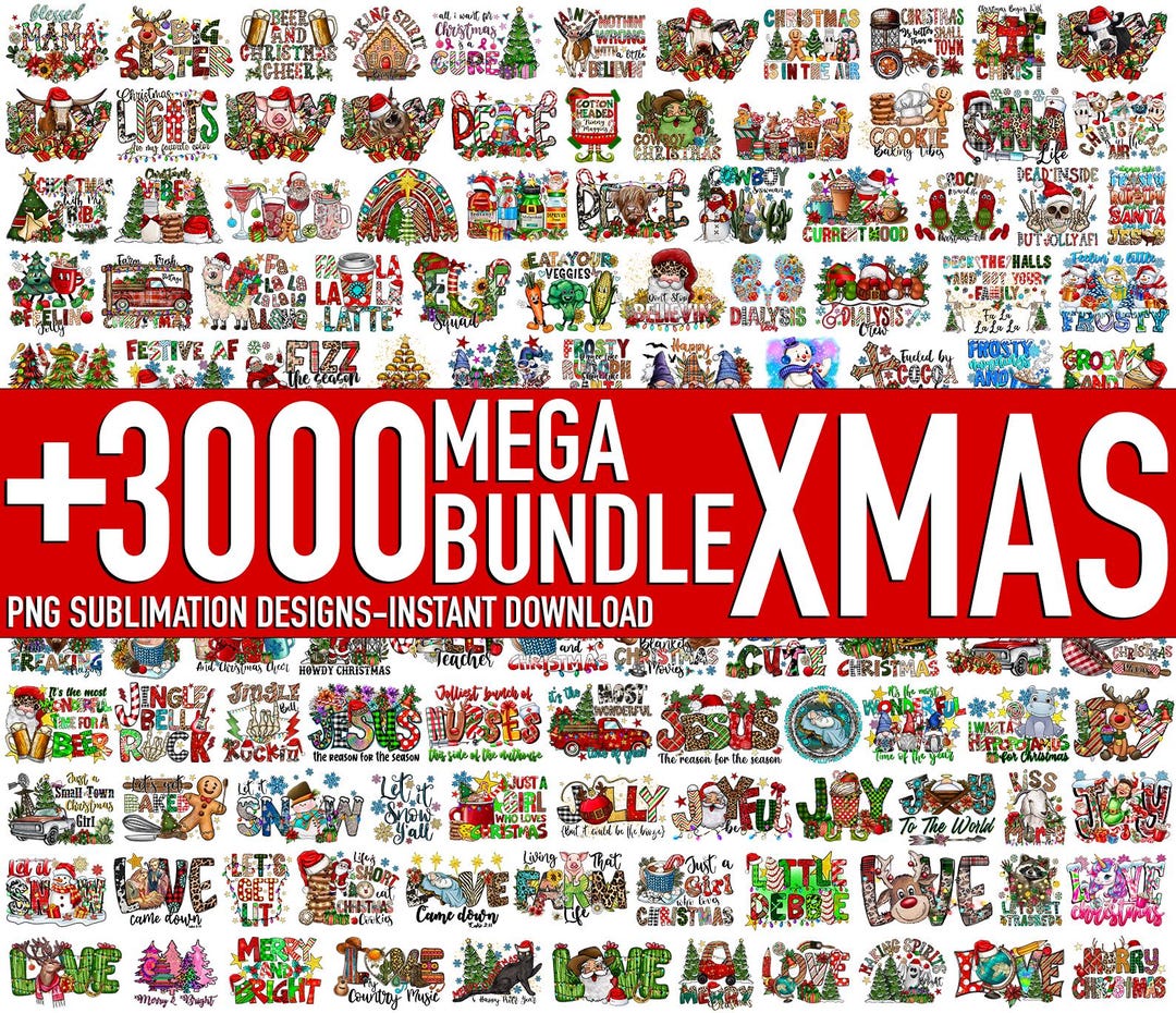 3000+ Christmas Bundle Sublimation, XMAS PNG, Christmas T-shirt Designs ...