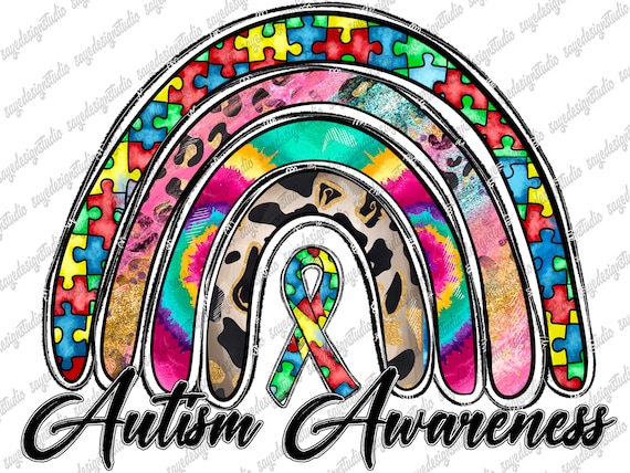 Rainbow Autism Awarenessautism Brushstrokes PNG Designautism | Etsy