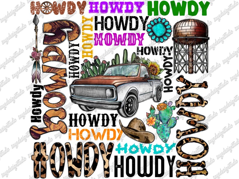 Howdy Design Png File Western Howdy Png Cactus Png Truck - Etsy