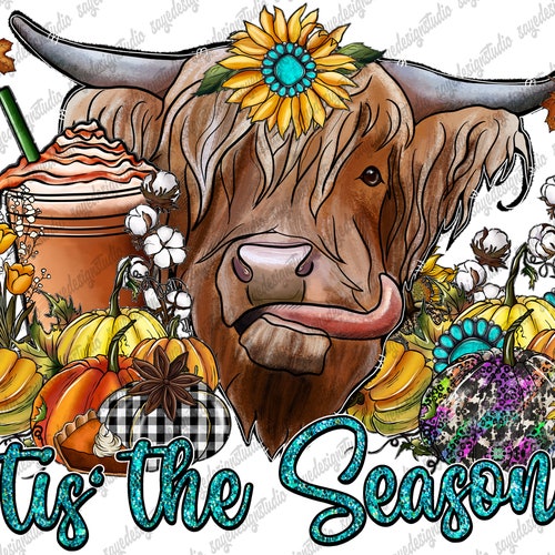 Tis' the Season Heifer Png Sublimation Design Fall Png - Etsy