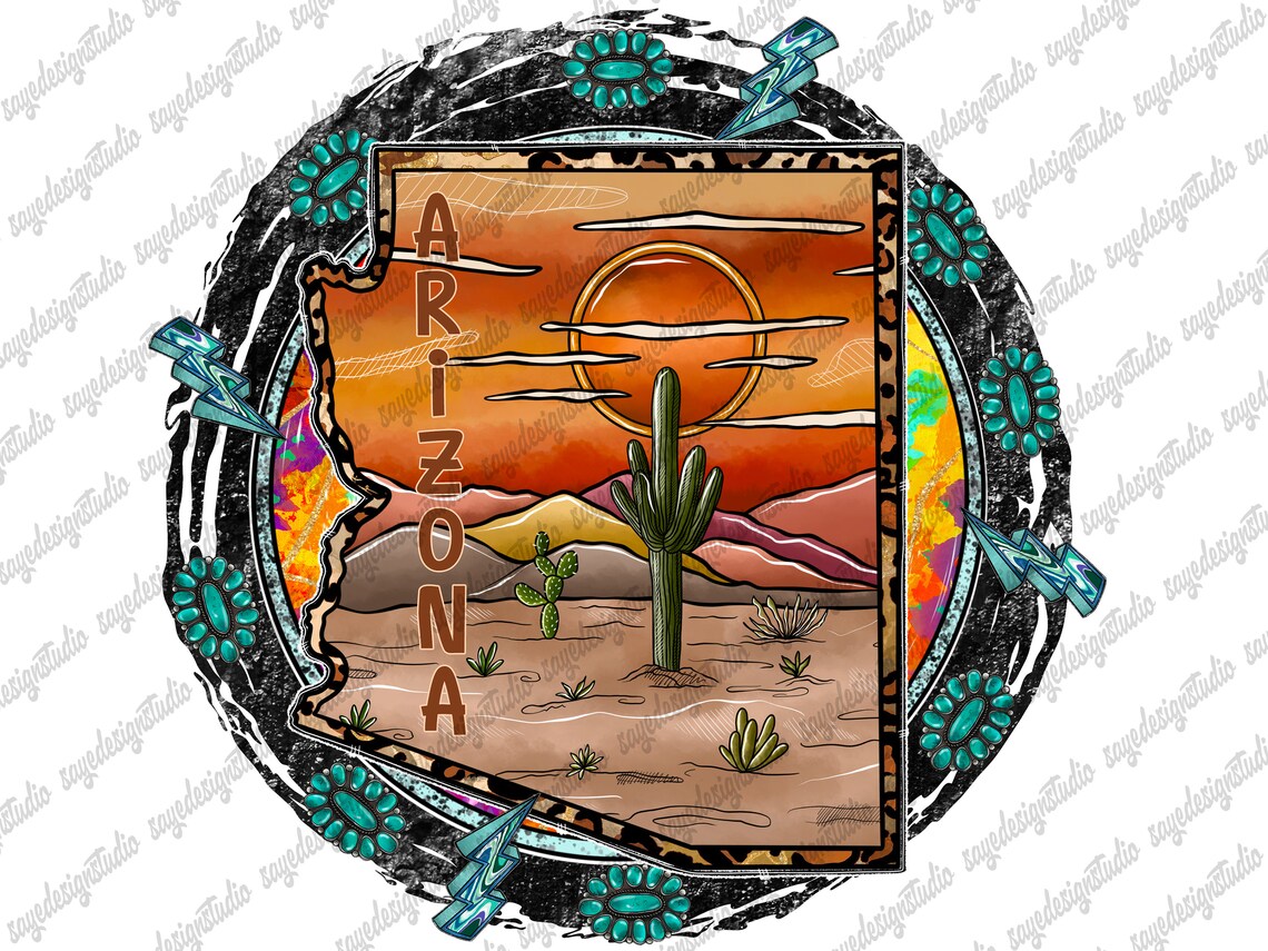 Arizona Map Png Western Design Arizona Png Country Desert - Etsy