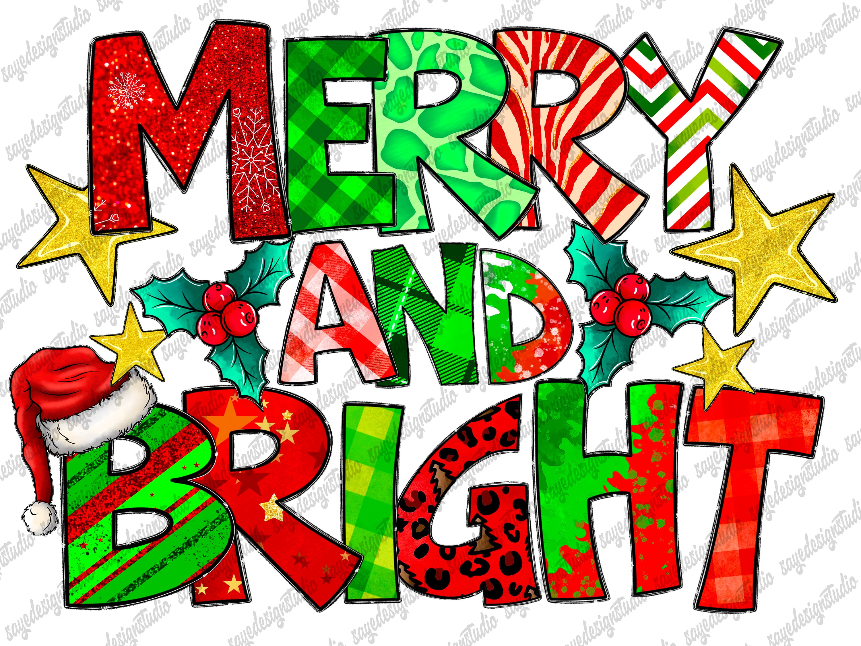 Merry and Bright Png Merry Christmas Png Christmas - Etsy