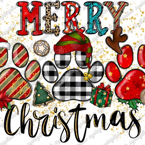 Merry Christmas Paws Paw Print Sublimation Design Christmas - Etsy Merry Christmas Paws Paw Print Sublimation Design Christmas - Etsy