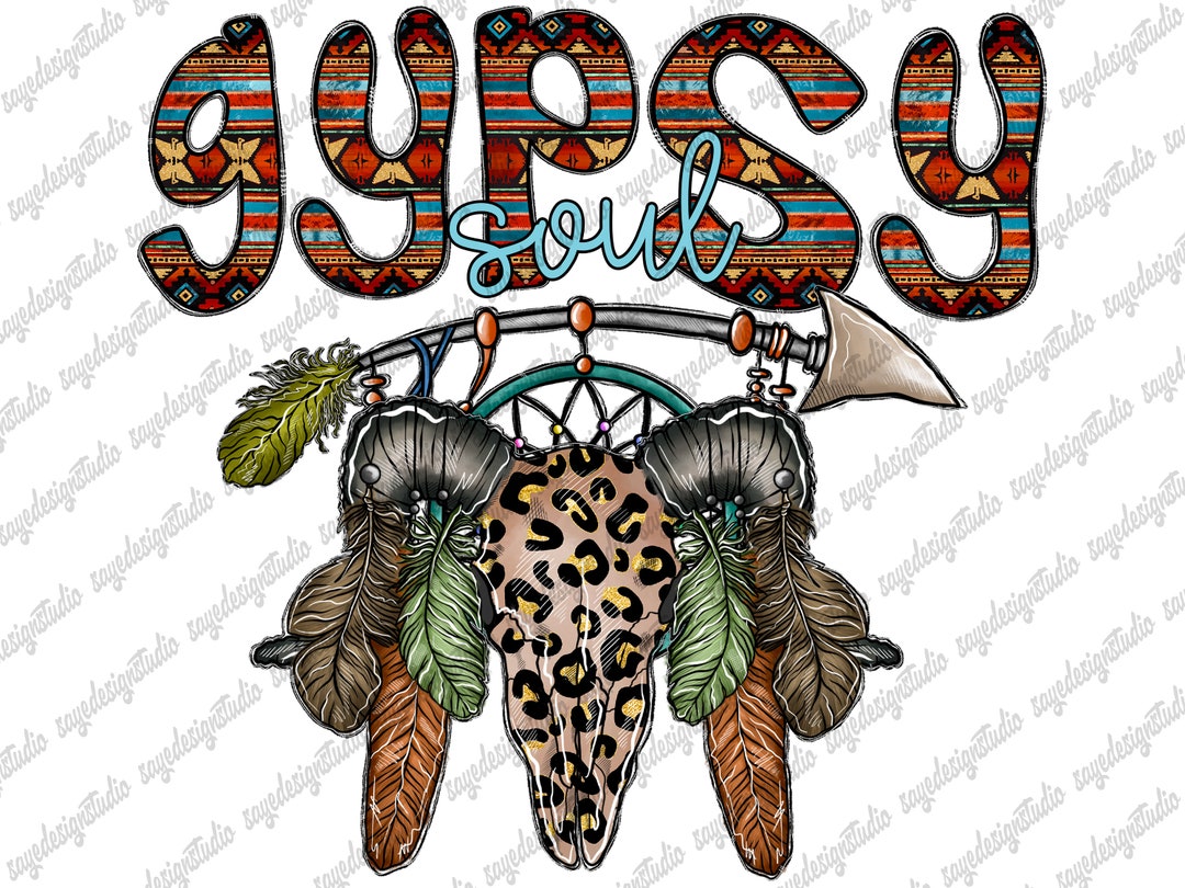 Gypsy Soul Png, Western Design, Country, Boho Skull Png, Western ...