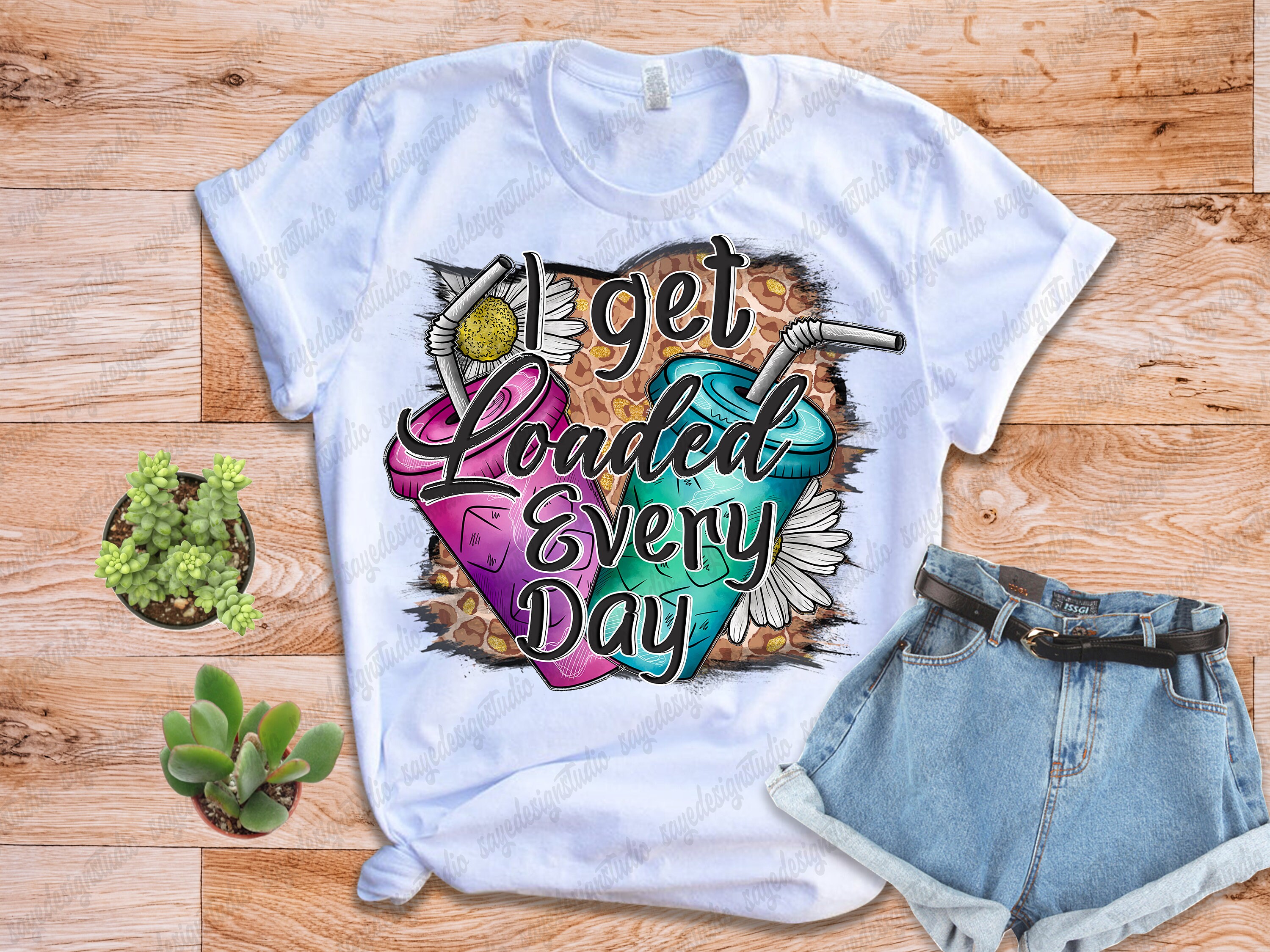I Get Loaded Every Day Png Glitter Watercolor Western - Etsy