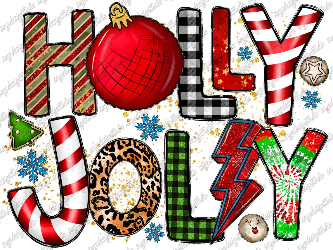 Holly Vibes Jolly Png Merry Christmas Jolly Png Candy - Etsy