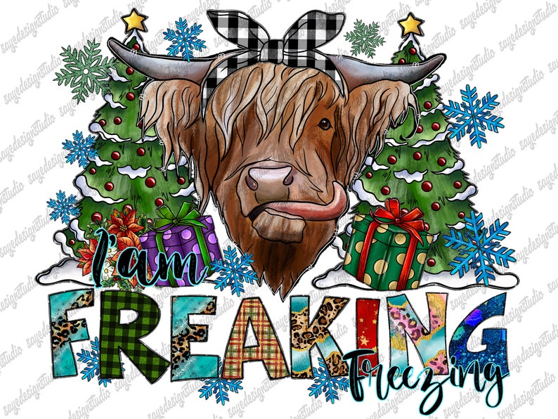 I Am Freaking Freezing Png Snow Cow Png Christmas Cow - Etsy
