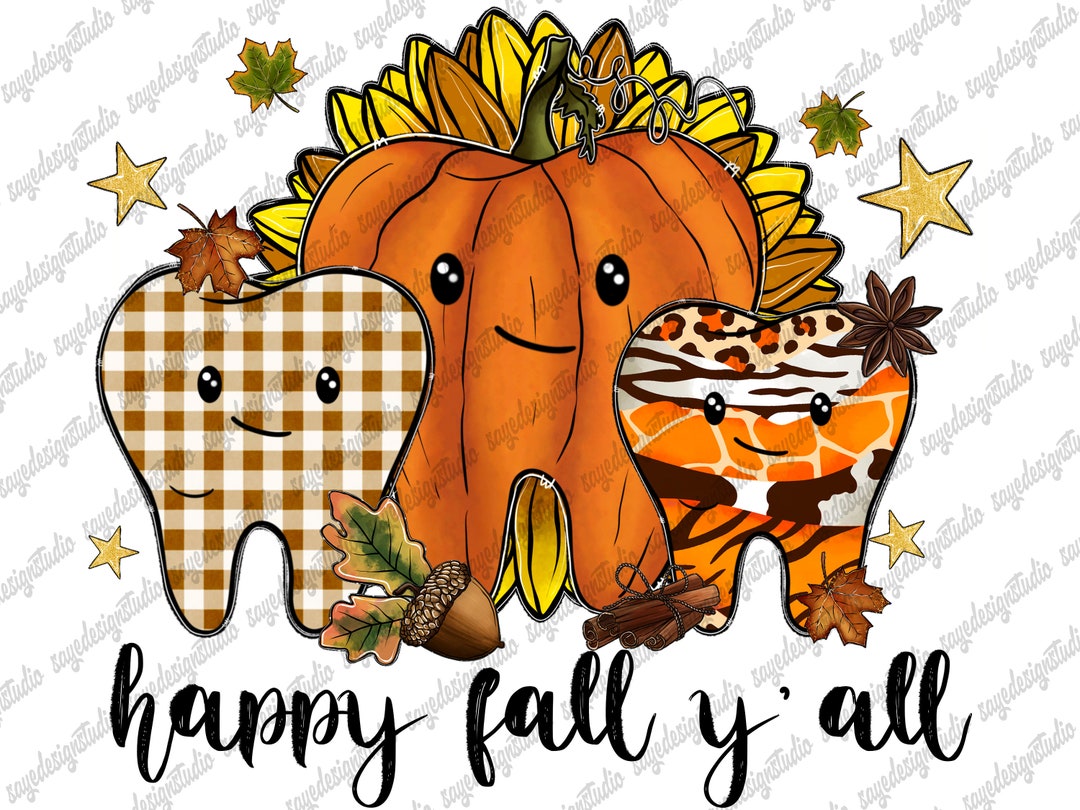 Happy Fall Y'all Png, Pumpkin Teeth Png, Fall Png, Leopard Png, Pumpkin ...