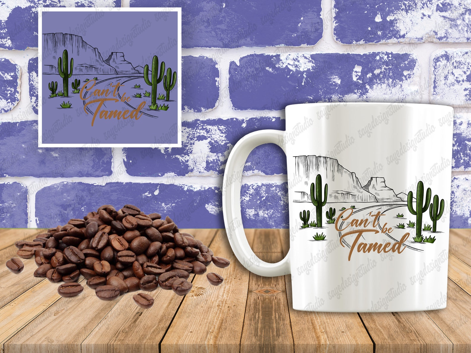 Can't Be Tamed Png Desert Hand Drawing Cactus Desert - Etsy