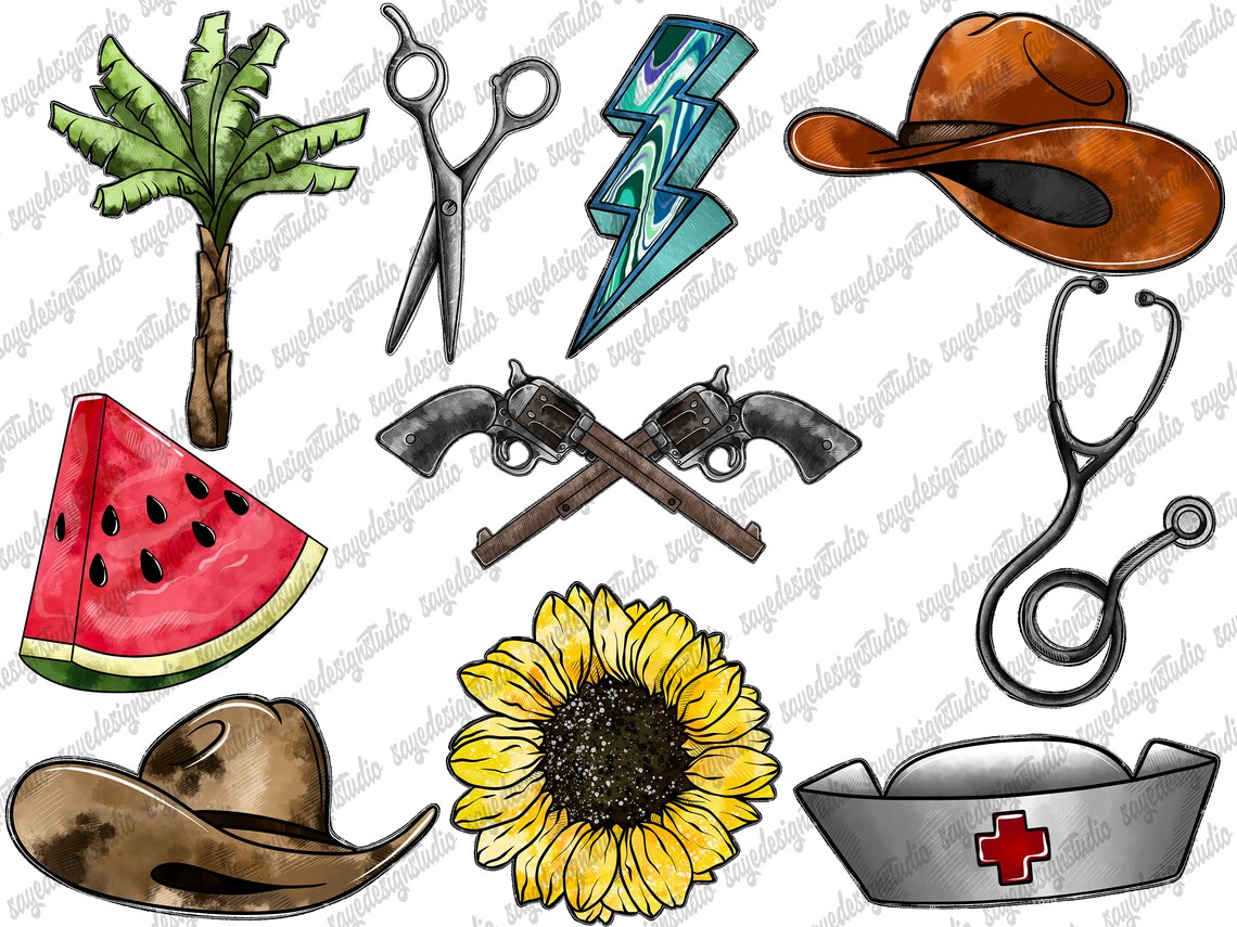 Western Design Bundle Watercolor Digital PNG Designs - Etsy