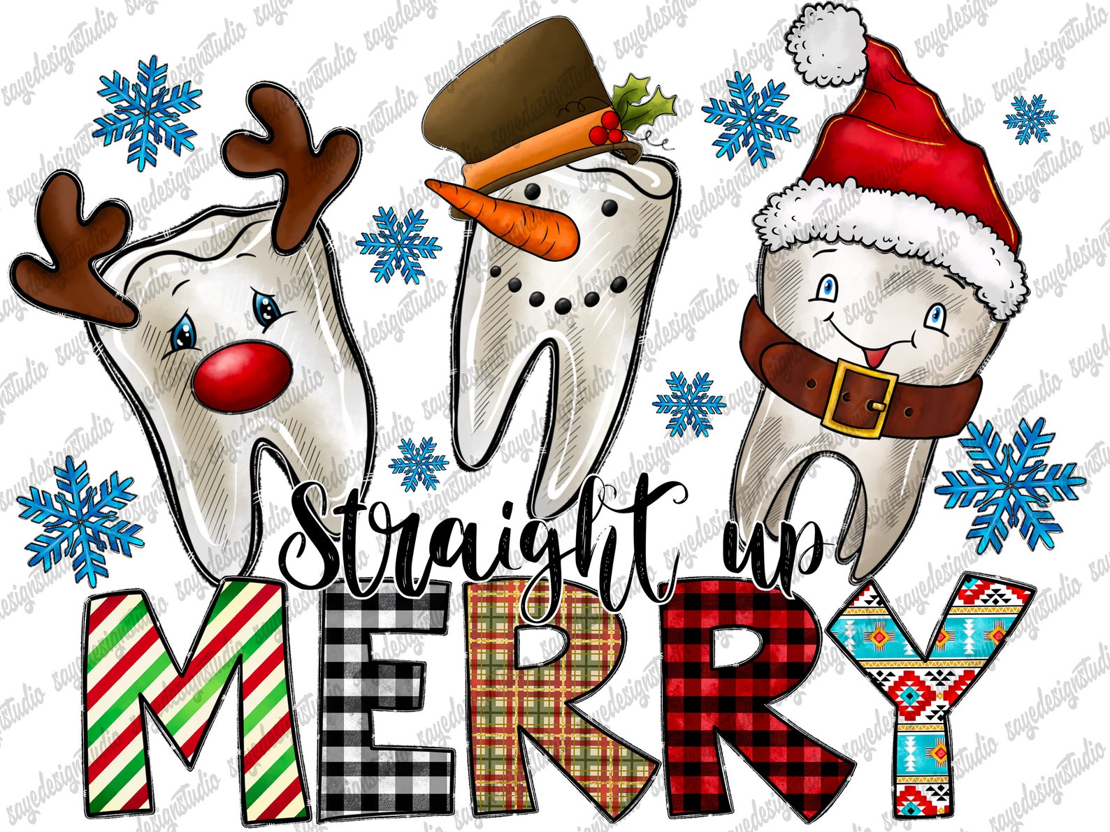 Straight up Merry Png Christmas Tooth Png Christmas - Etsy