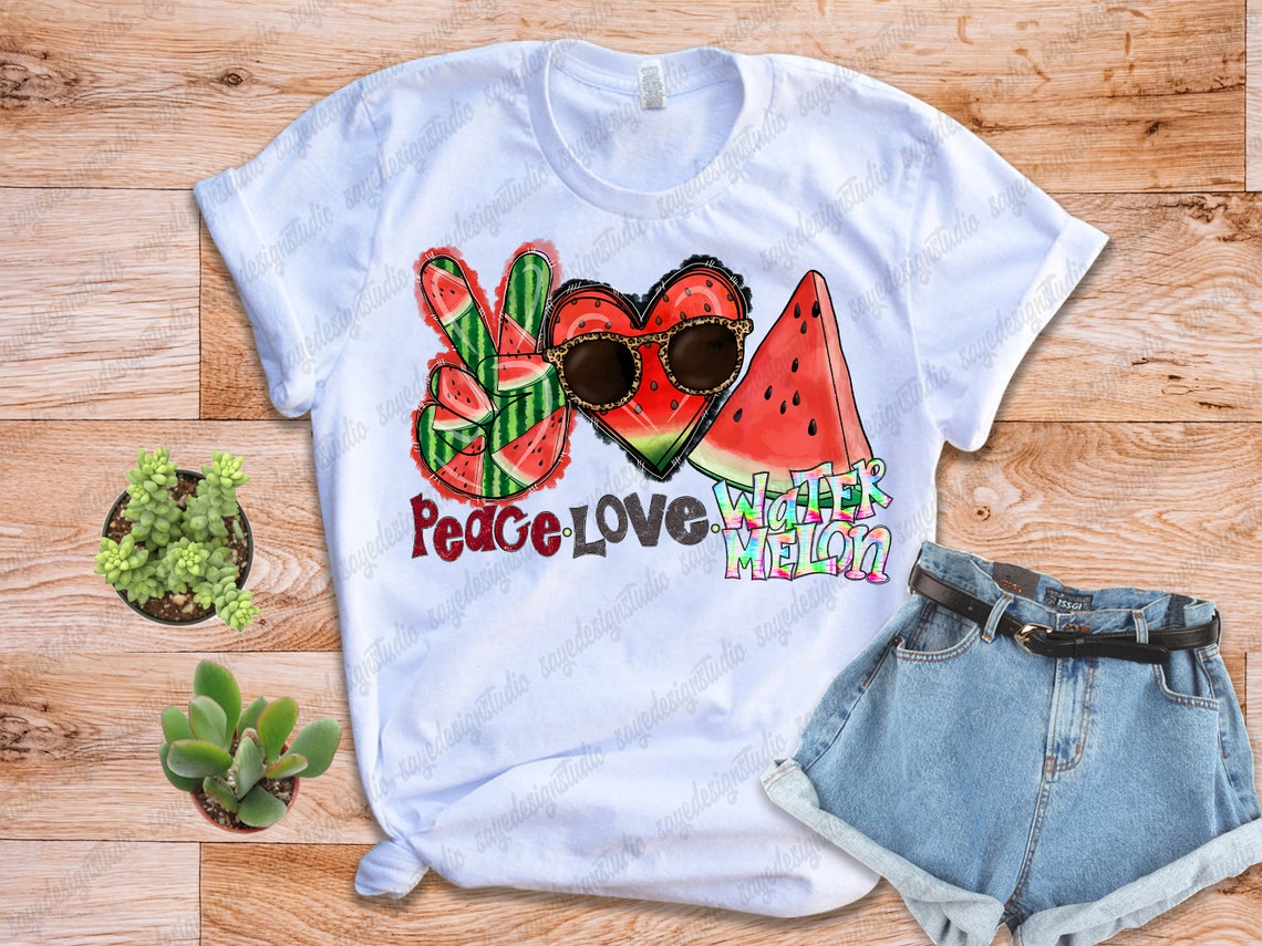 Peace Love Watermelon PNG Watermelon Sublimation Design - Etsy