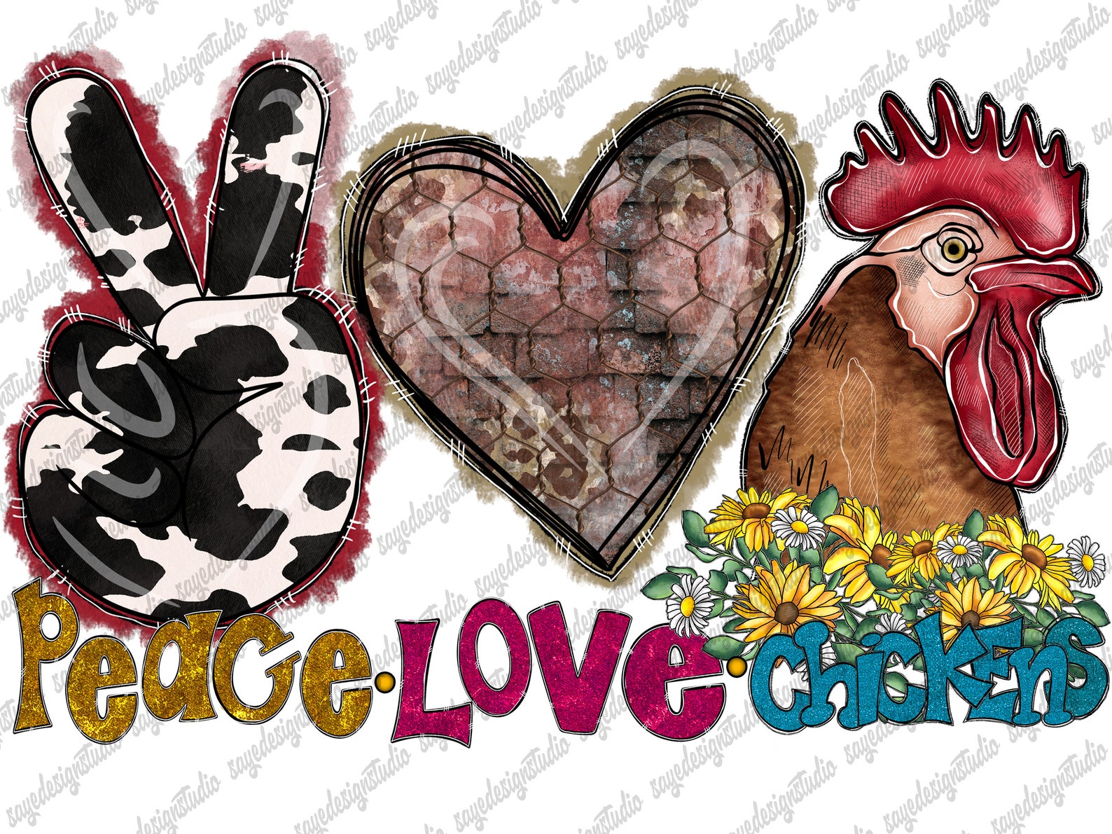 Peace Love Chickens Png Chickens Farmer Sublimation - Etsy
