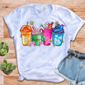 Happy Easter Coffee Cups With Bunny Png Sublimation Design, Easter ...