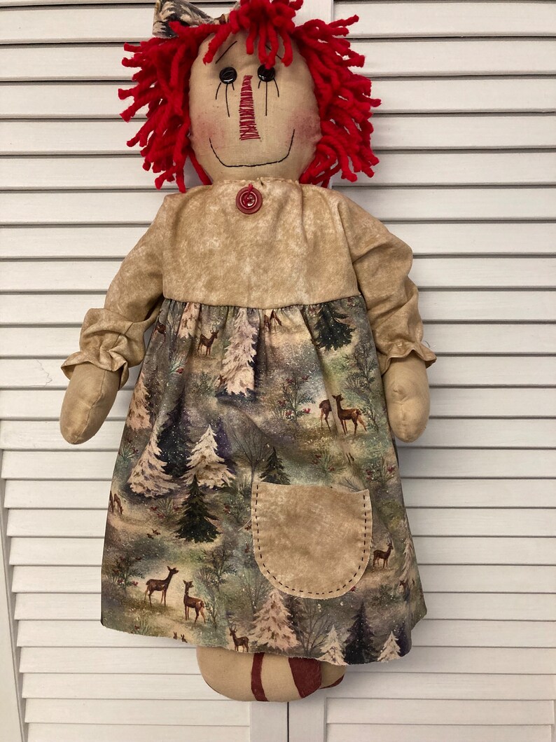 Primitive Raggedy Ann christmas Tree Farm Annie Handmade Doll FREE ...