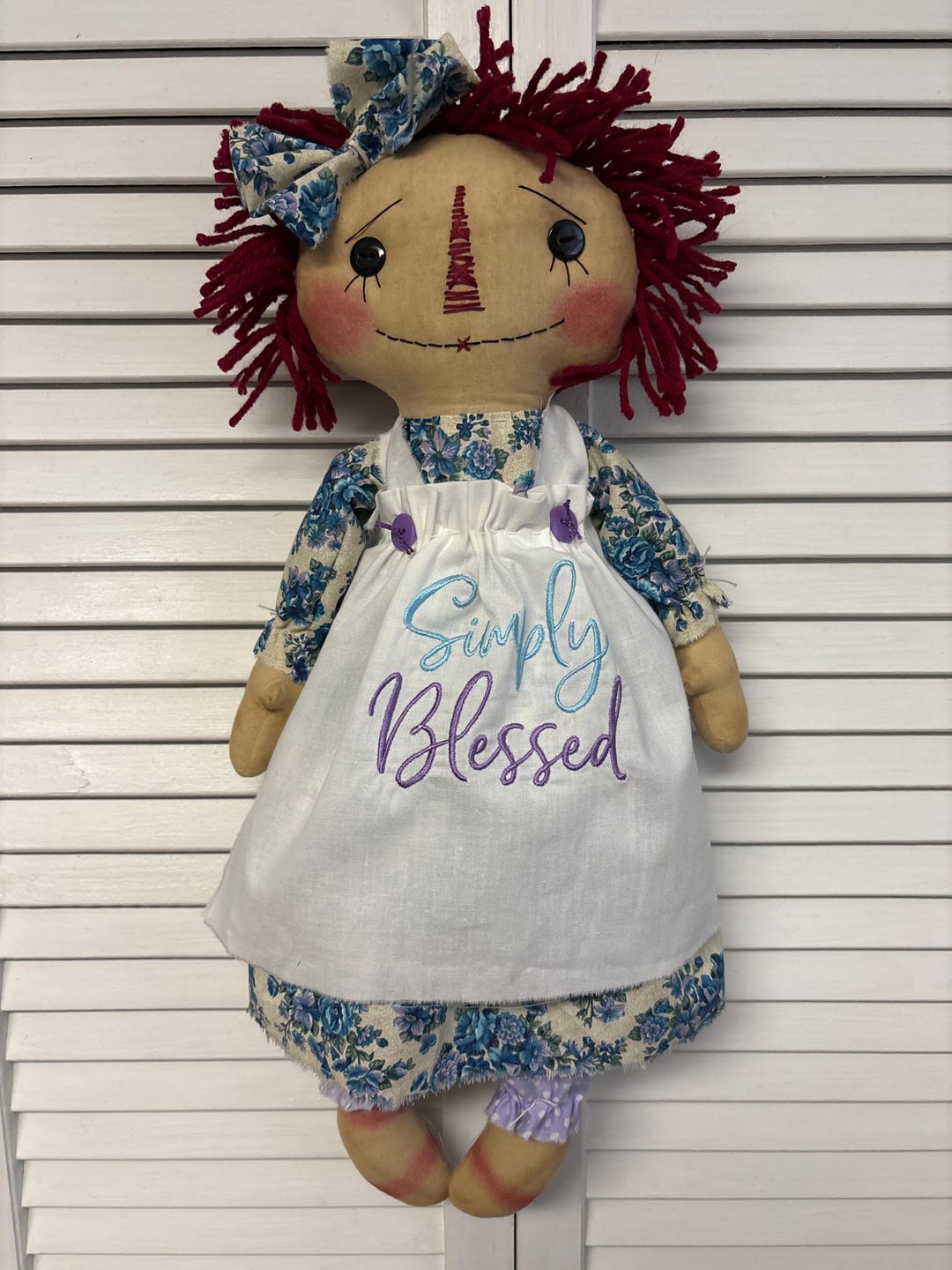 Primitive Raggedy Ann - “simply Blessed” Annie - Handmade Rag Doll ...