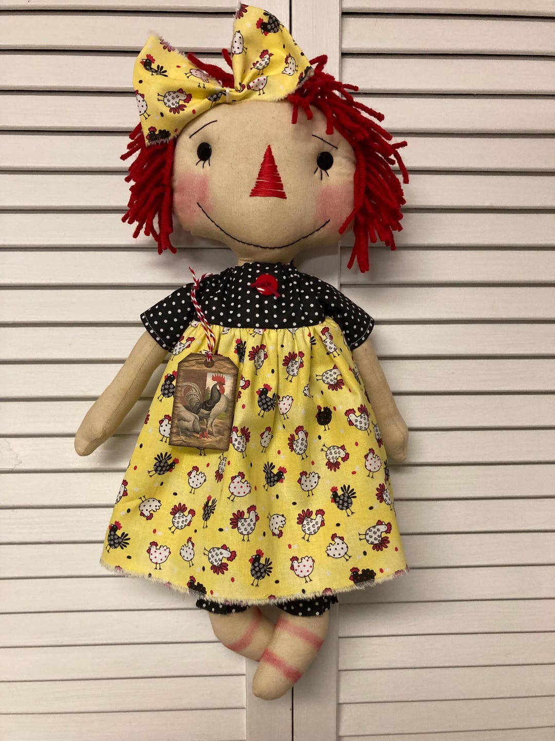 Primitive Raggedy Ann Hens and Roosters Annie Handmade Doll FREE ...