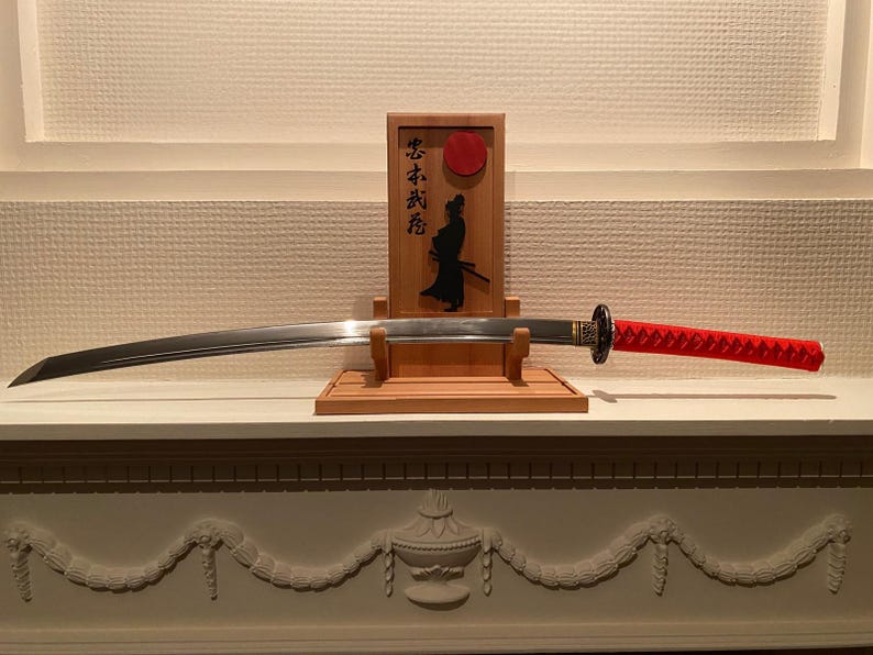 Unique Miyamoto Musashi Theme Wooden Katana Stand 1 Layer With Natural ...